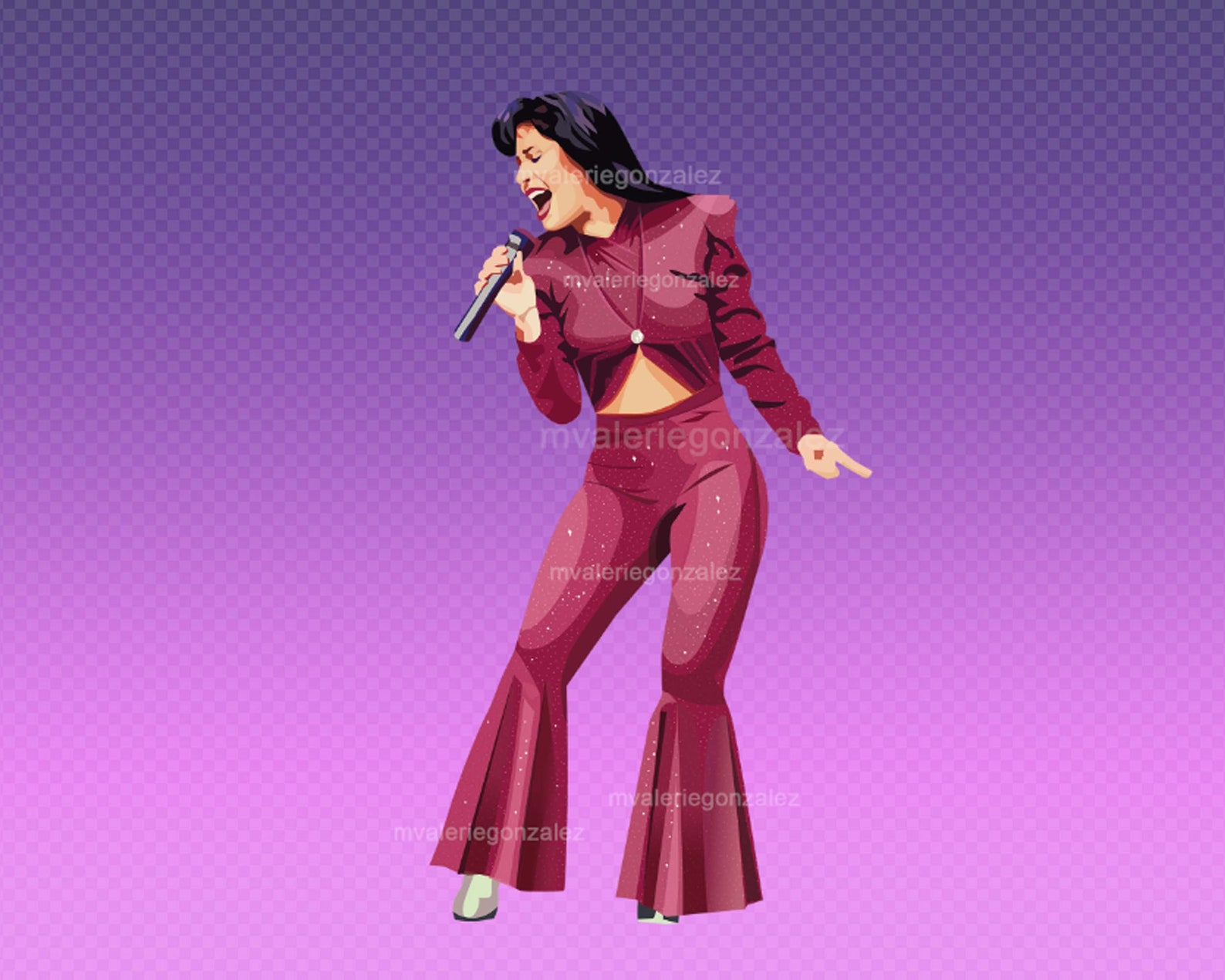 Selena Quintanilla PNG, Purple Jumpsuit, Fan Art PNG - Etsy