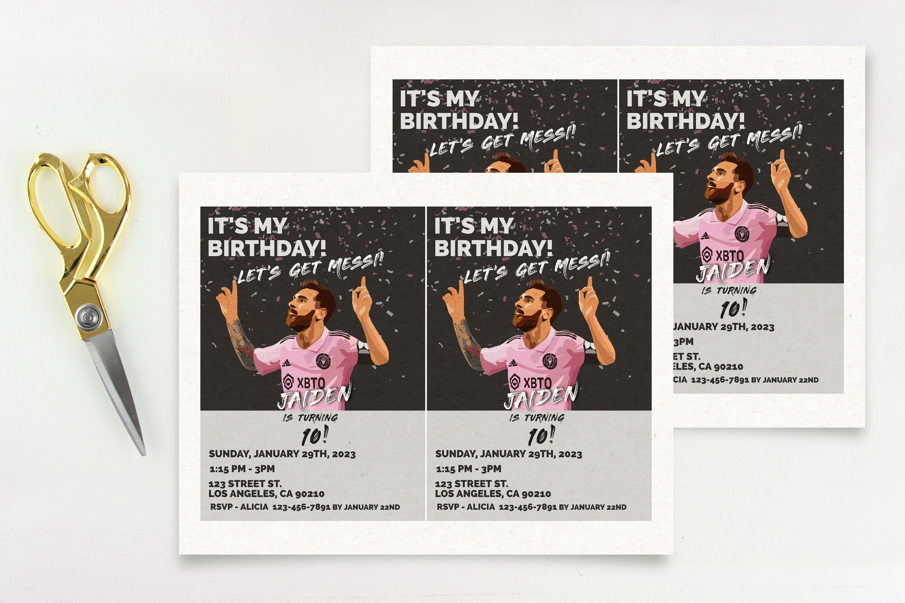 Editable Messi Birthday Invitation, Soccer Invitation, Miami Messi ...