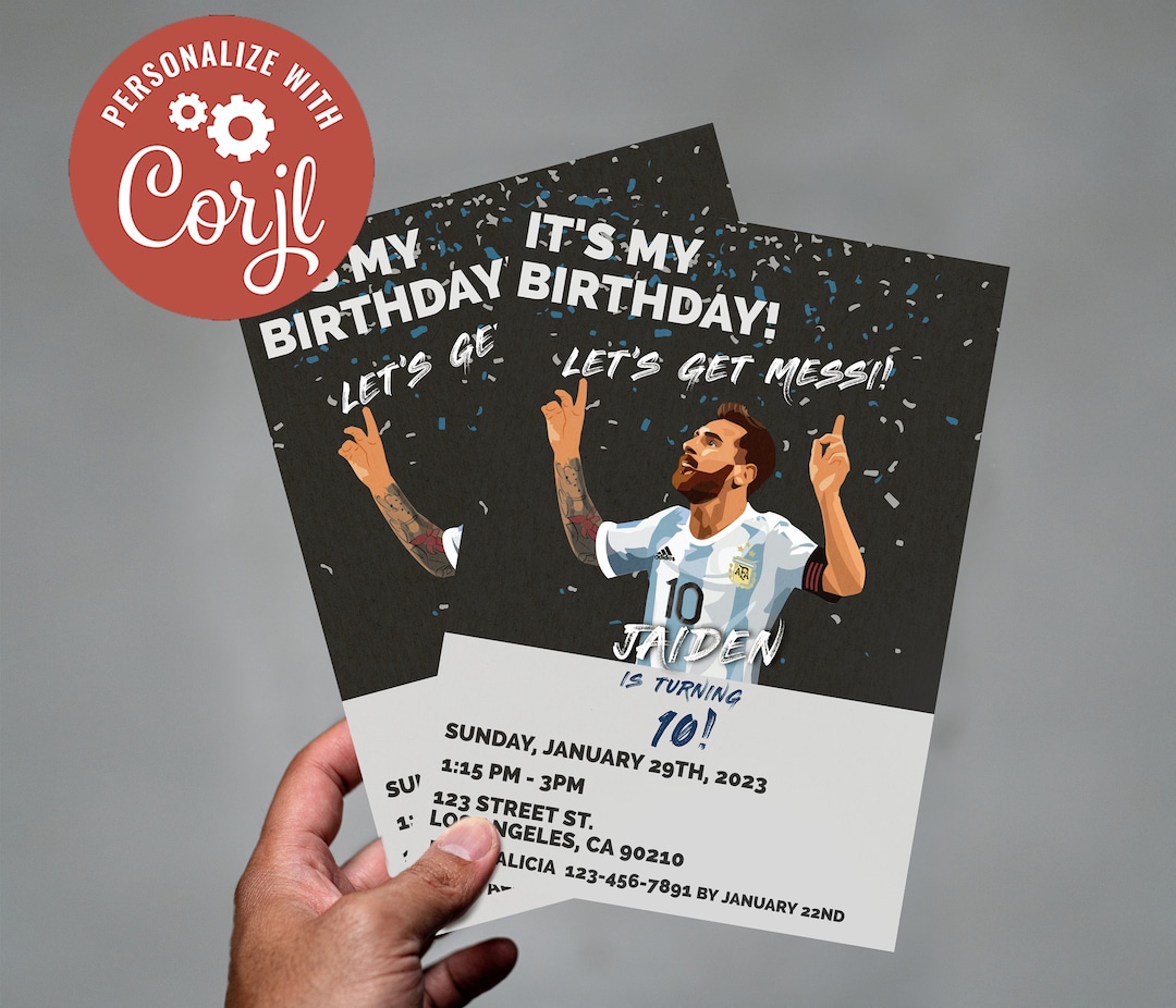 Editable Messi Birthday Invitation, Soccer Invitation, Soccer Party ...