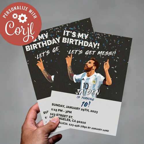 Editable Messi Birthday Invitation Soccer Invitation Soccer - Etsy