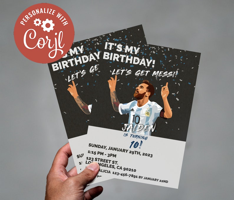 Invitación de cumpleaños de Messi editable invitación de - Etsy México