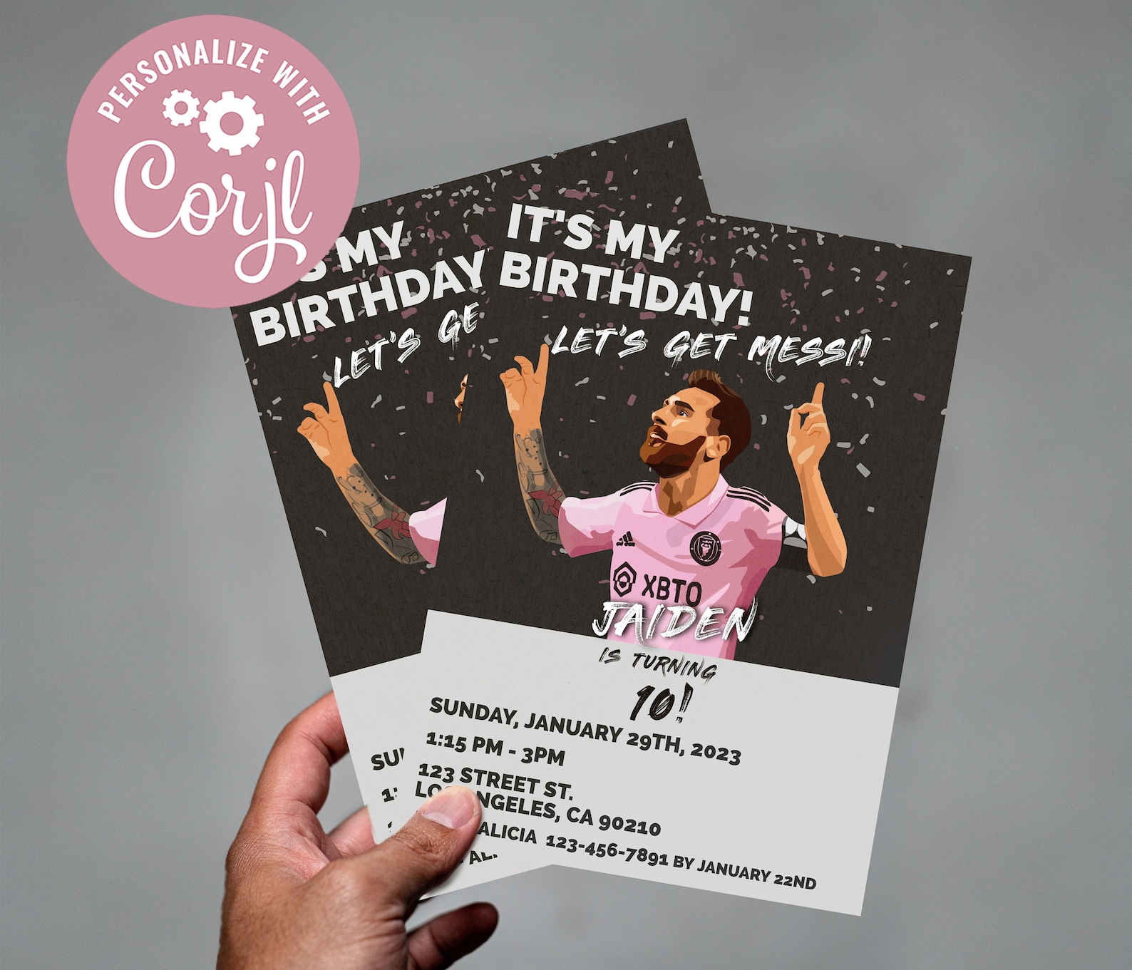 Editable Messi Birthday Invitation, Soccer Invitation, Miami Messi ...