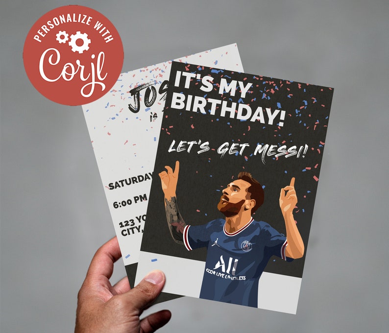 Editable Messi Birthday Invitation Soccer Invitation Soccer | Etsy