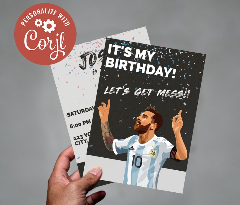 Editable Messi Birthday Invitation Soccer Invitation Soccer | Etsy