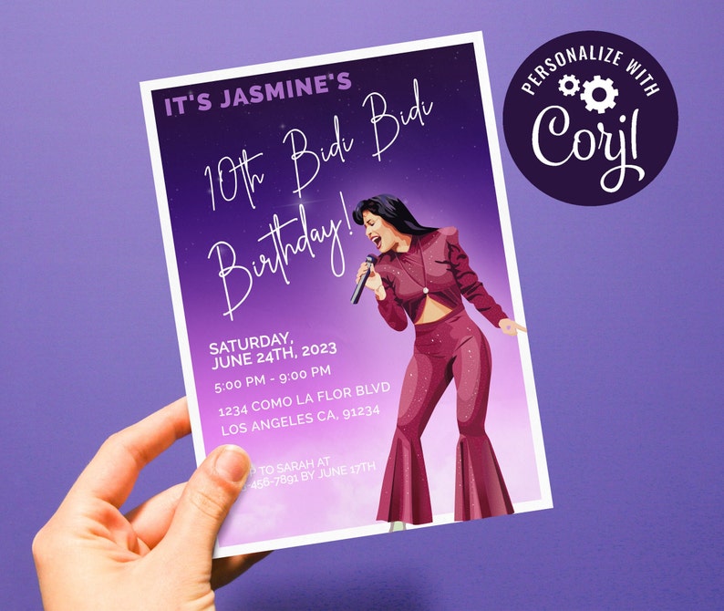 Selena Quintanilla Editable Birthday Invitation, Selena Invitation ...