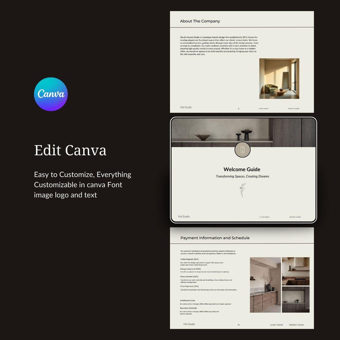 Interior Designer Welcome Guide Welcome Packet Client Onboarding Kit ...