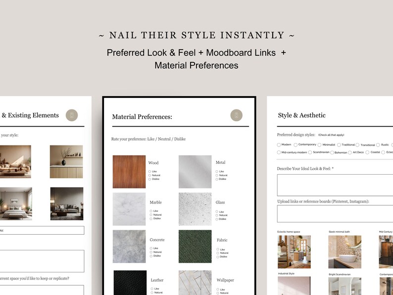 Interior Design Client Questionnaire | Interior Design Detailed Client ...