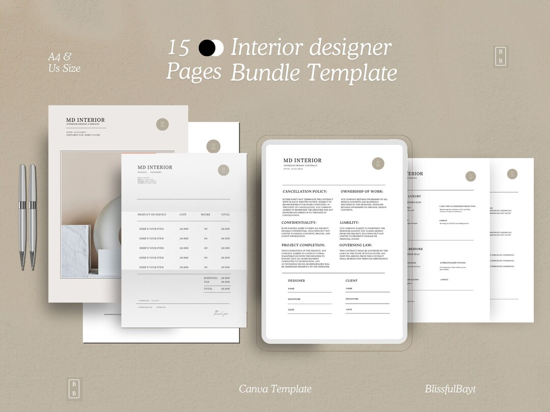 Interior Design Bundle Template Contract Template Form Interior Design ...