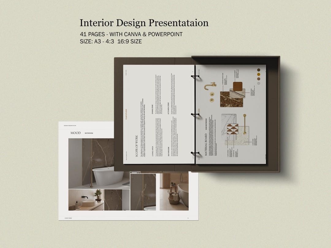 Interior Design Presentation Template (canva, Powerpoint) - Etsy