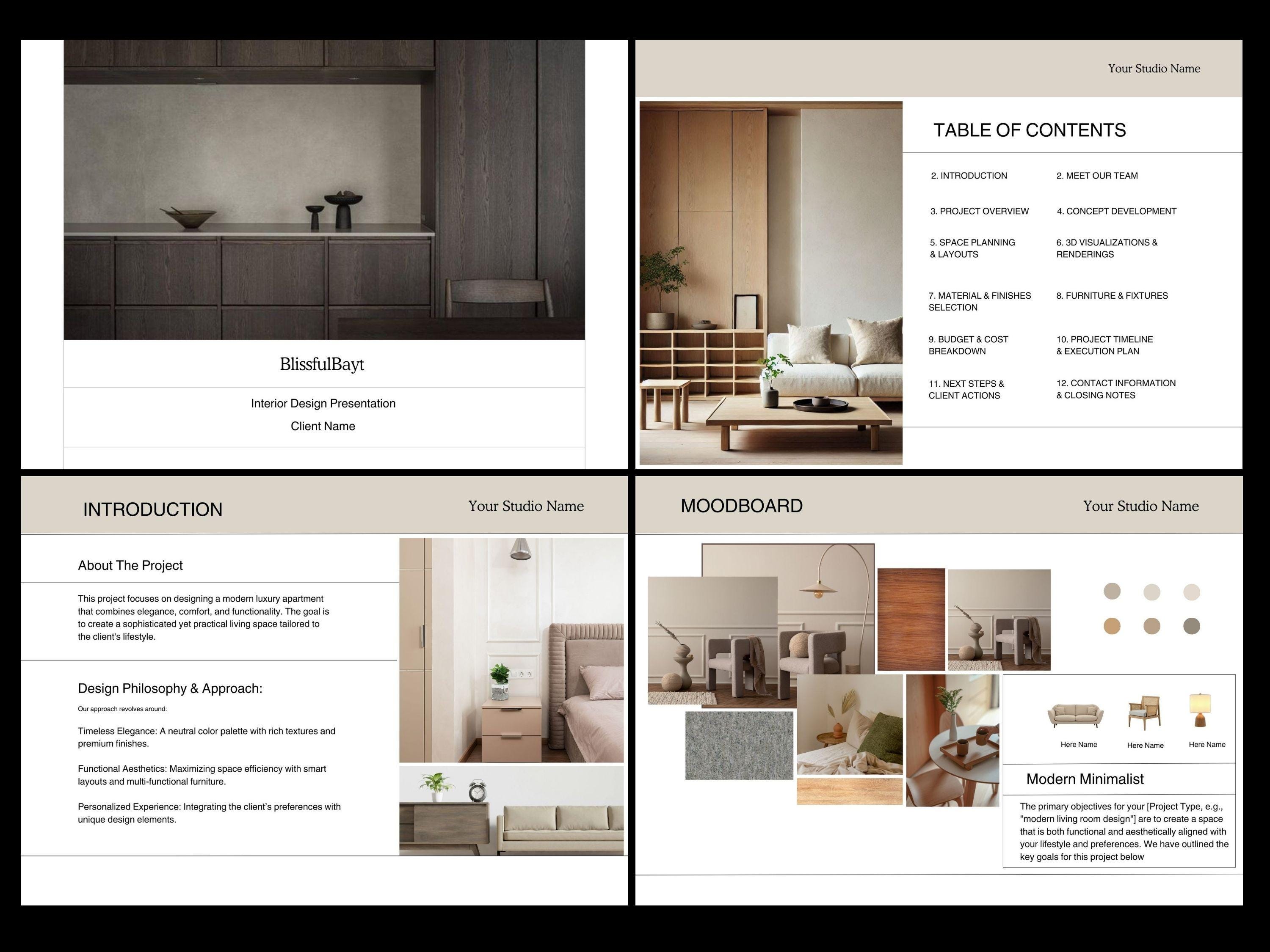 Interior Design Project Presentation: Client Proposal Template (canva ...