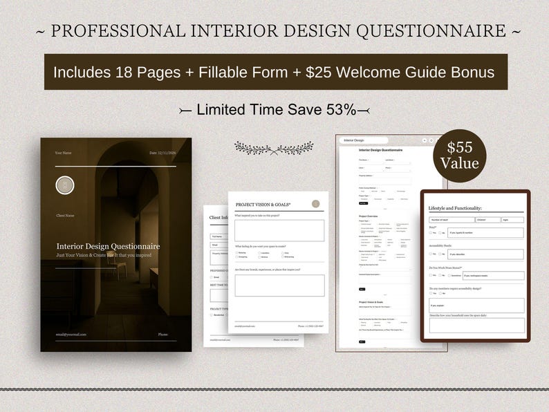 Interior Design Client Questionnaire | Interior Design Detailed Client ...