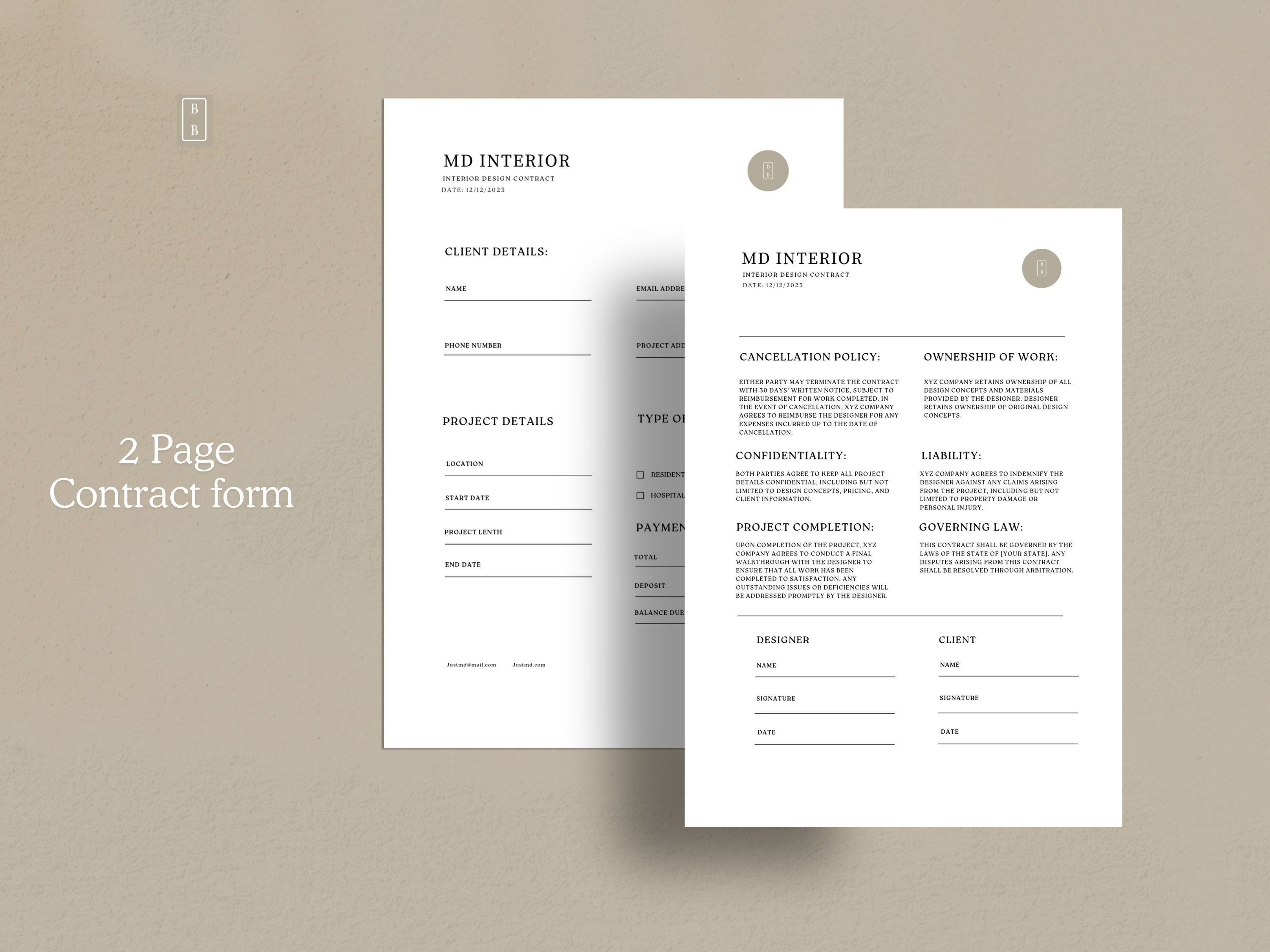 Interior Design Bundle Template Contract Template Form Interior Design ...