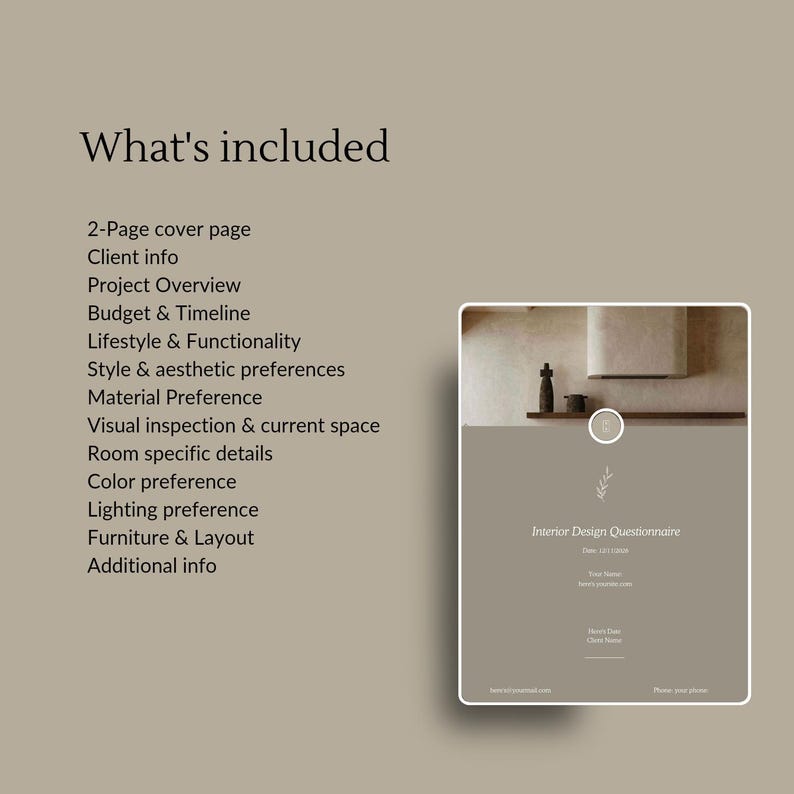 Interior Design Client Questionnaire Interior Design Detailed Clients ...