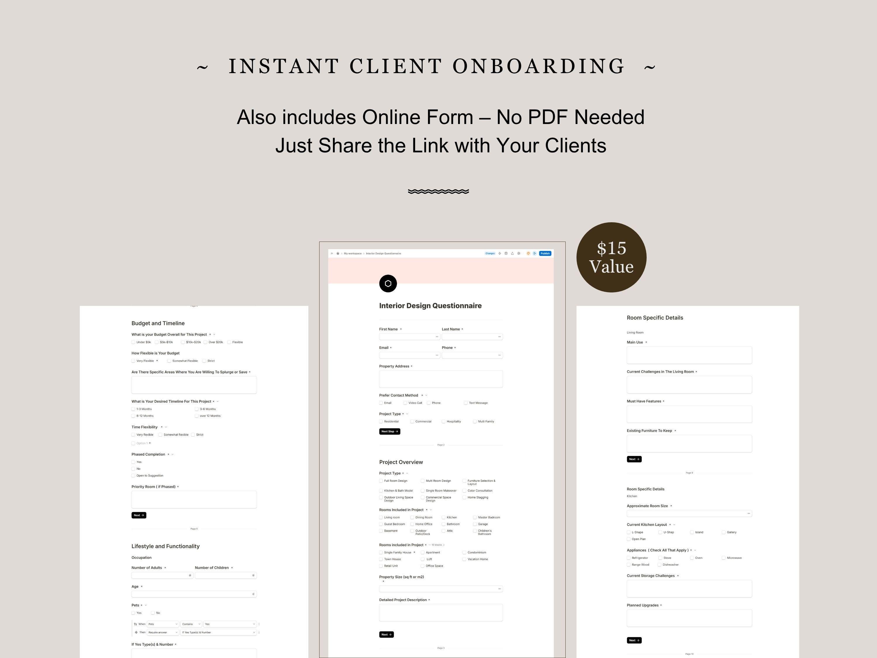 Interior Design Client Questionnaire | Interior Design Detailed Client ...