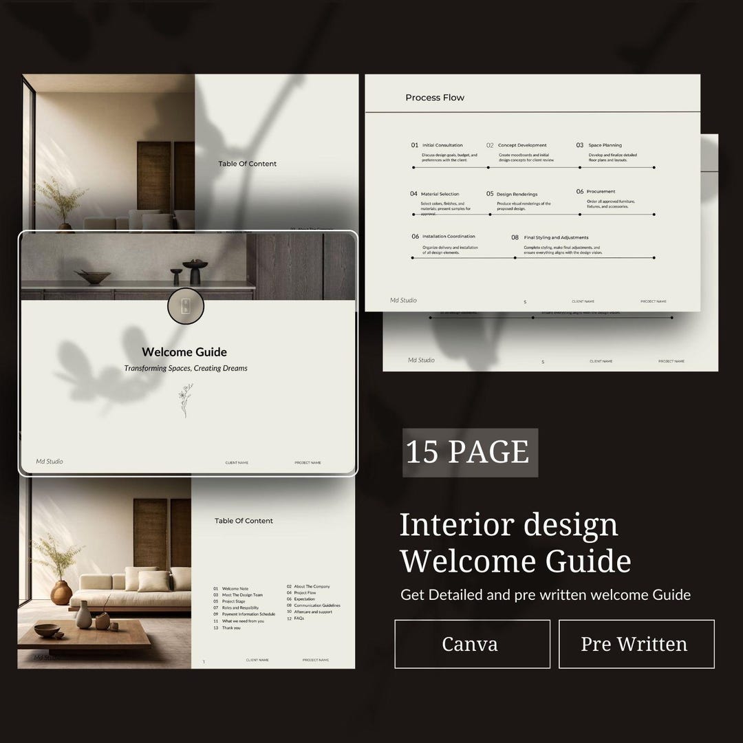 Interior Design Client Welcome Guide: Editable Onboarding Template - Etsy