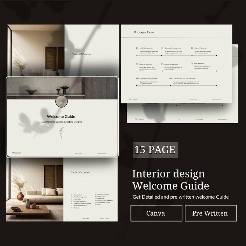 Interior Designer Welcome Guide Welcome Packet Client Onboarding Kit ...