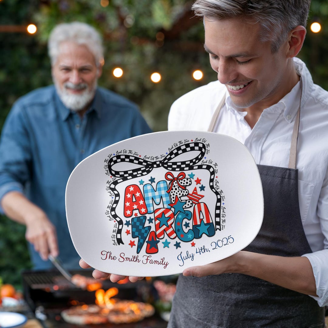 Custom July 4th Platter Personalized Patriotic Plate Americana BBQ Tray ...
