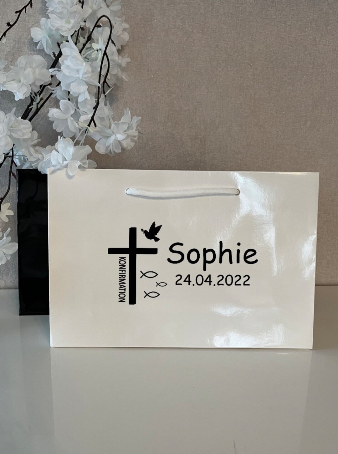 Personalized Gift Bag Baptism, Confirmation, Cross, With Name and Date ...