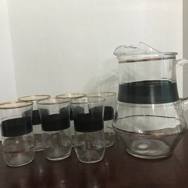 Glass Pitcher With Gold Rim - Etsy