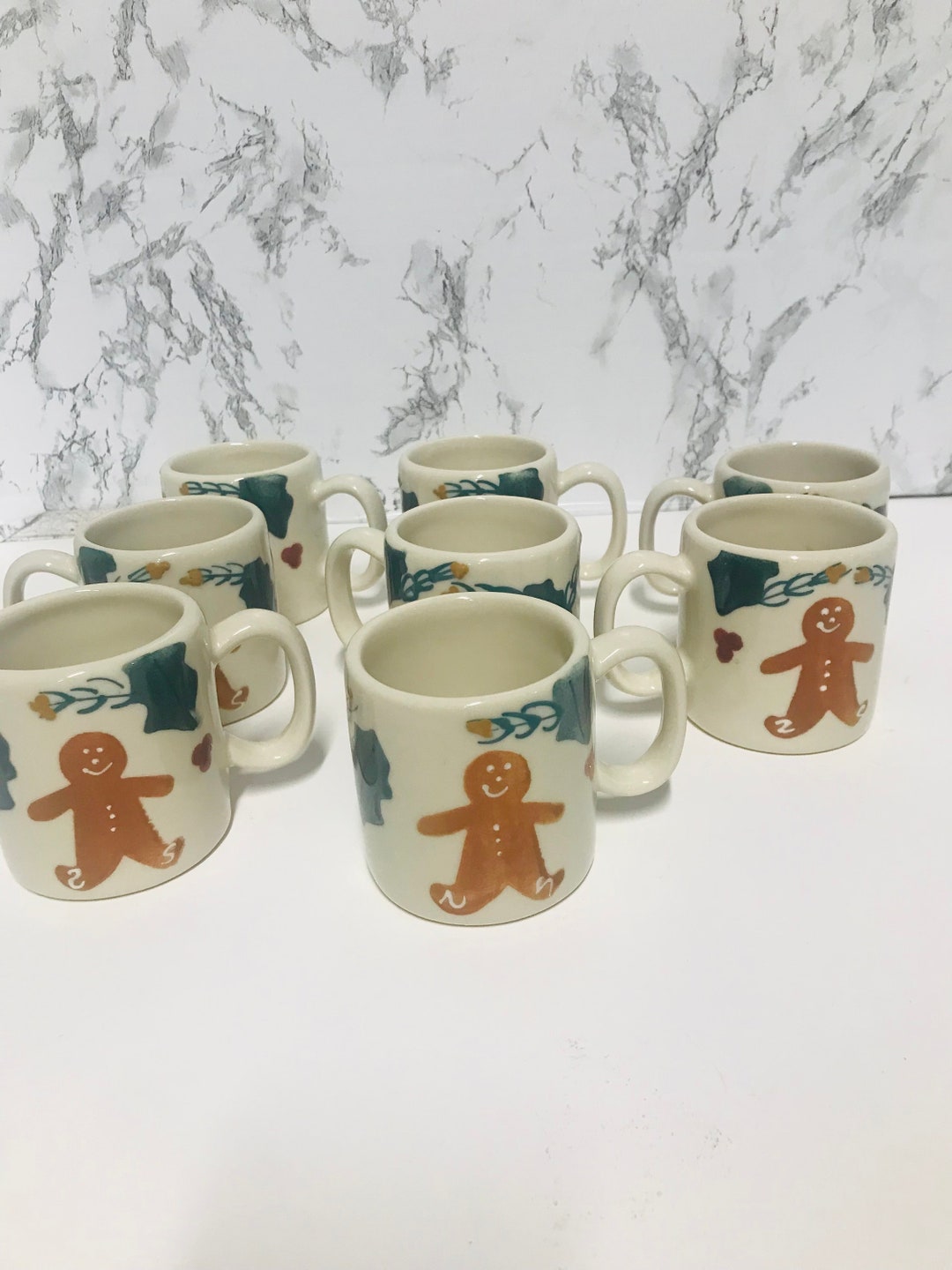 Hartstone Pottery Christmas Gingerbread Man Holly Mug USA 1984 Vintage ...