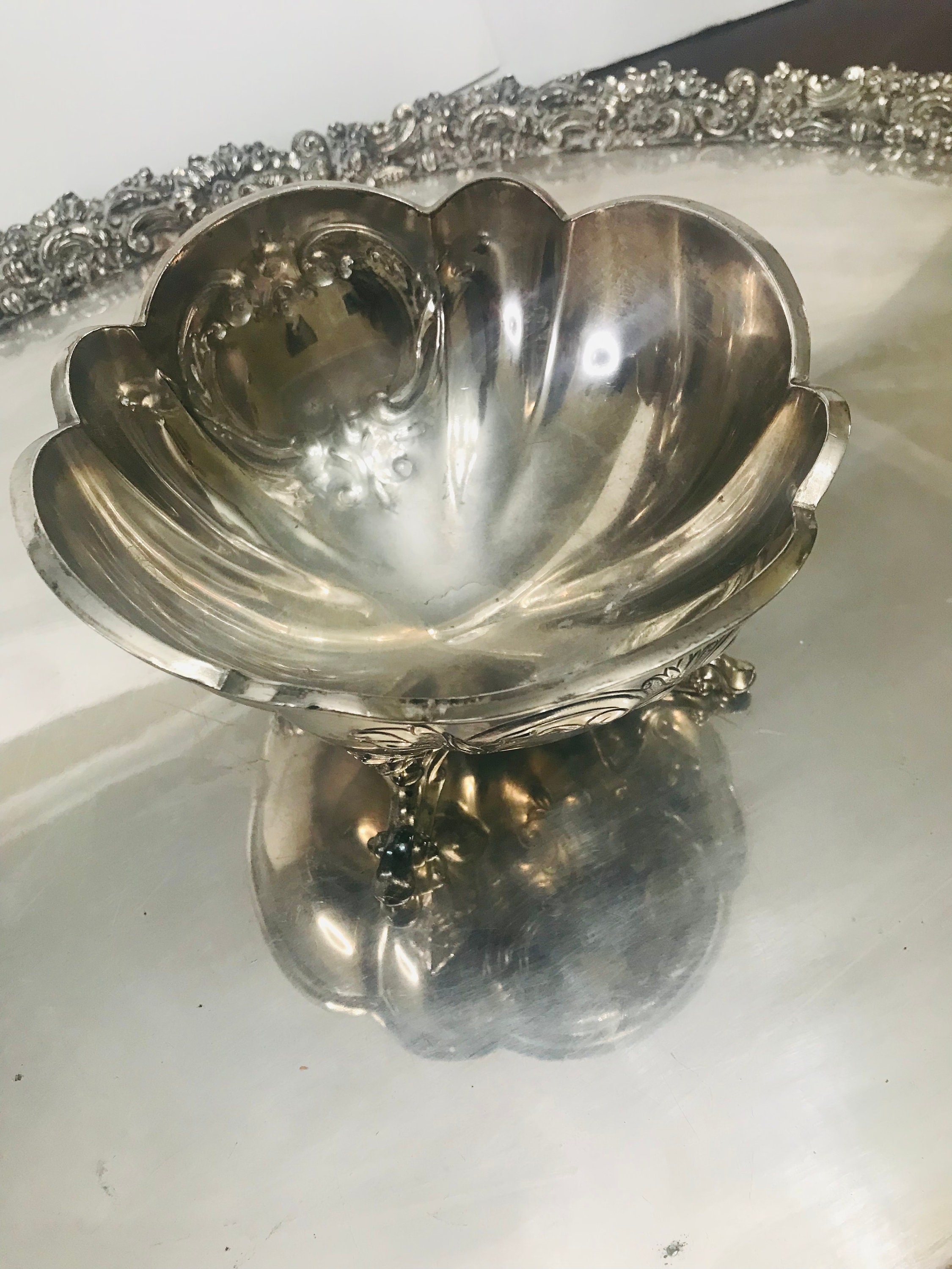 Vintage Barton and Reed Hand-chased Winthrop Tea Set on Vintage Barton and Reed Hand-chased Winthrop Tea Set on