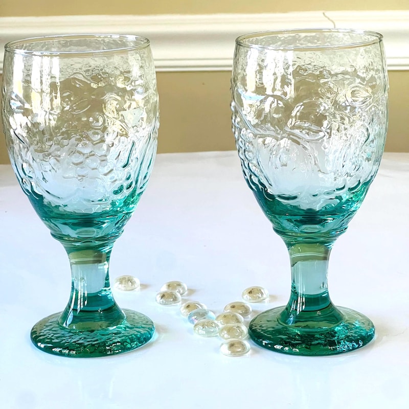 Green Water Goblets - Etsy