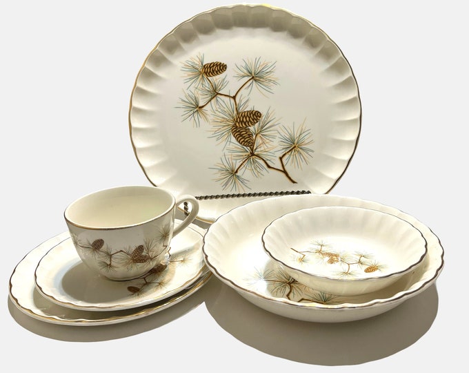 Vintage Pine Cone Plates French Saxon China Pinecone Plates Set of 2 ...