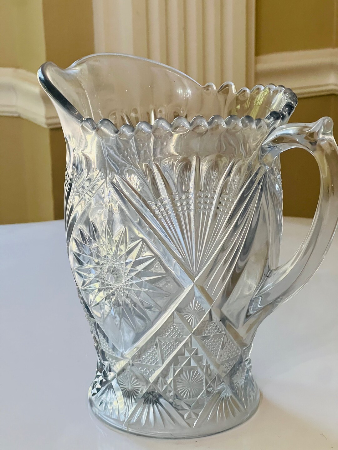 Antique Lancaster Pitcher, Water Pitcher, Tea Pitcher, Depression Glass ...