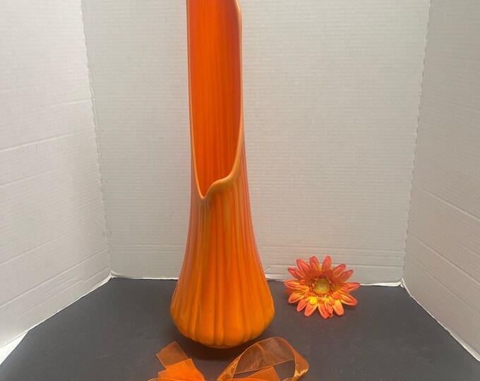 LE Smith Bittersweet Orange Swung Glass Ribbed Vase- 25 1/2 Inches - Etsy
