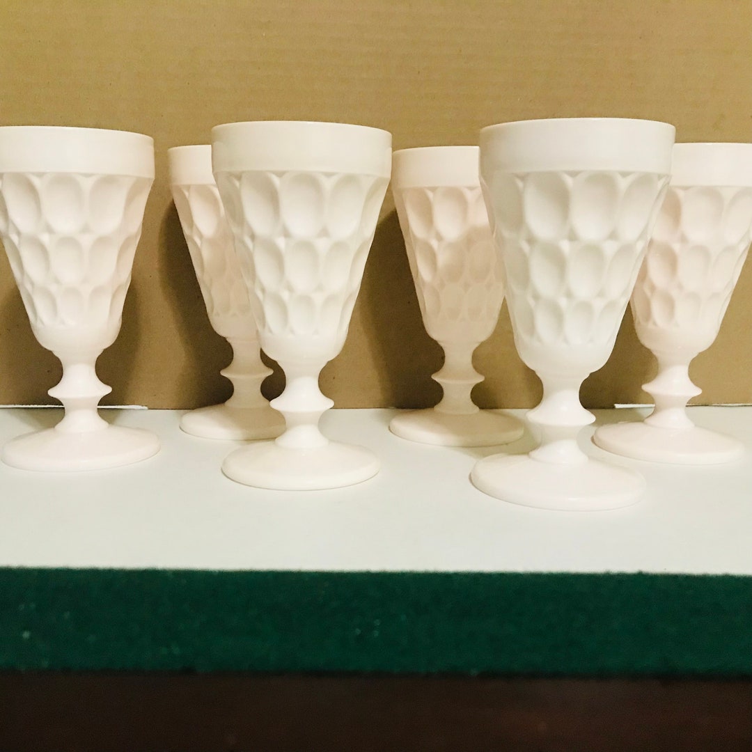 Jeannette Glass Shell Pink Goblets/ Thumbprint/ Wine Glasses/ SOLD ...