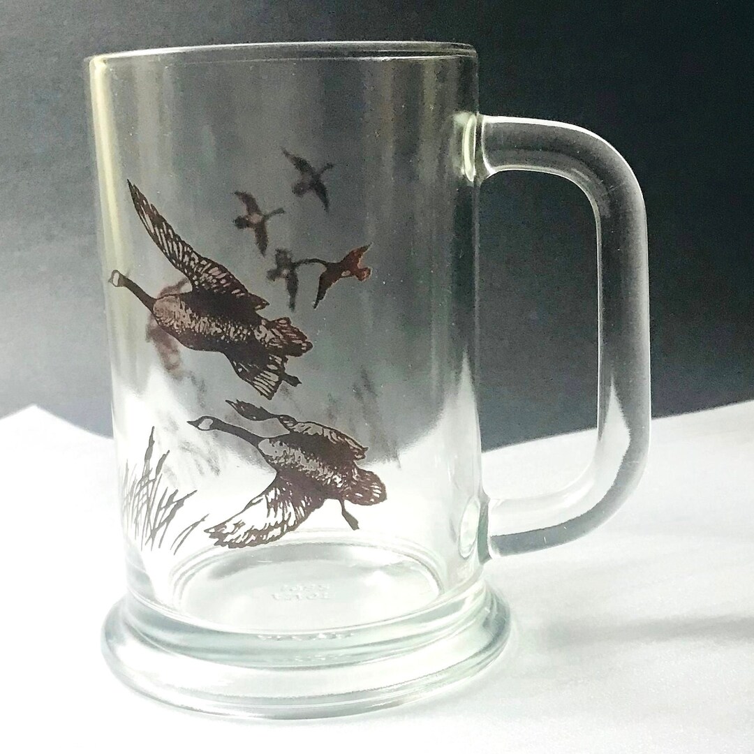 Vintage Avon Flying Geese Beer Stein - 1982 Clear Glass Barware - Etsy