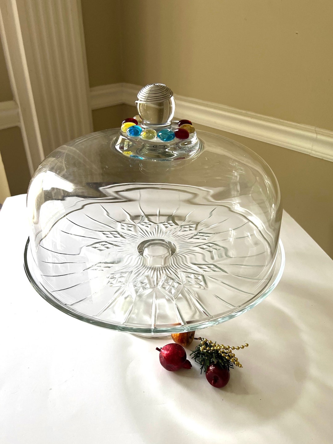 Anchor Hocking Footed Cake Stand Canfield With A Dary Rees Original ...