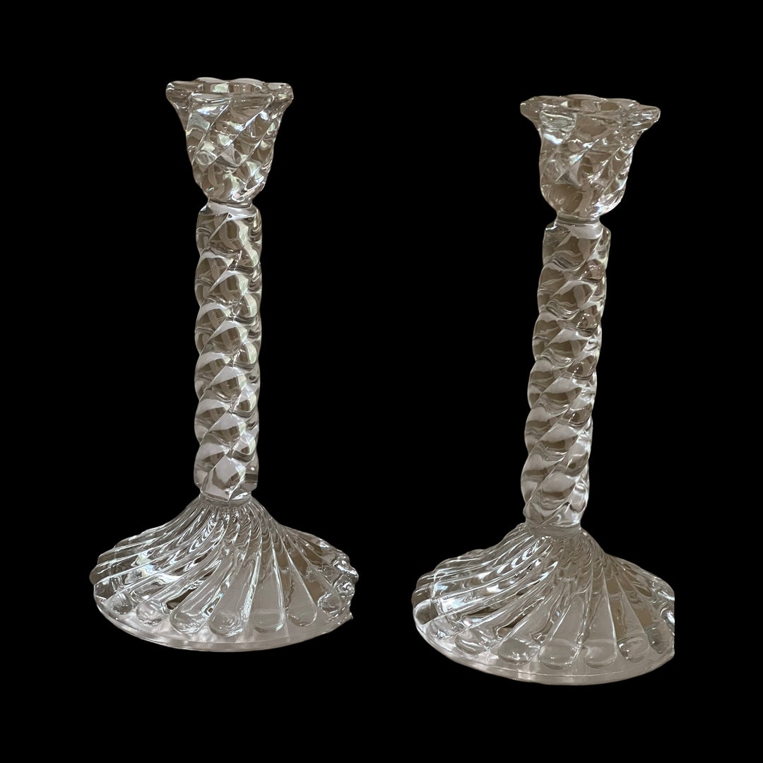 Early 20th Century Swirl Glass Candlestick Holders - Etsy