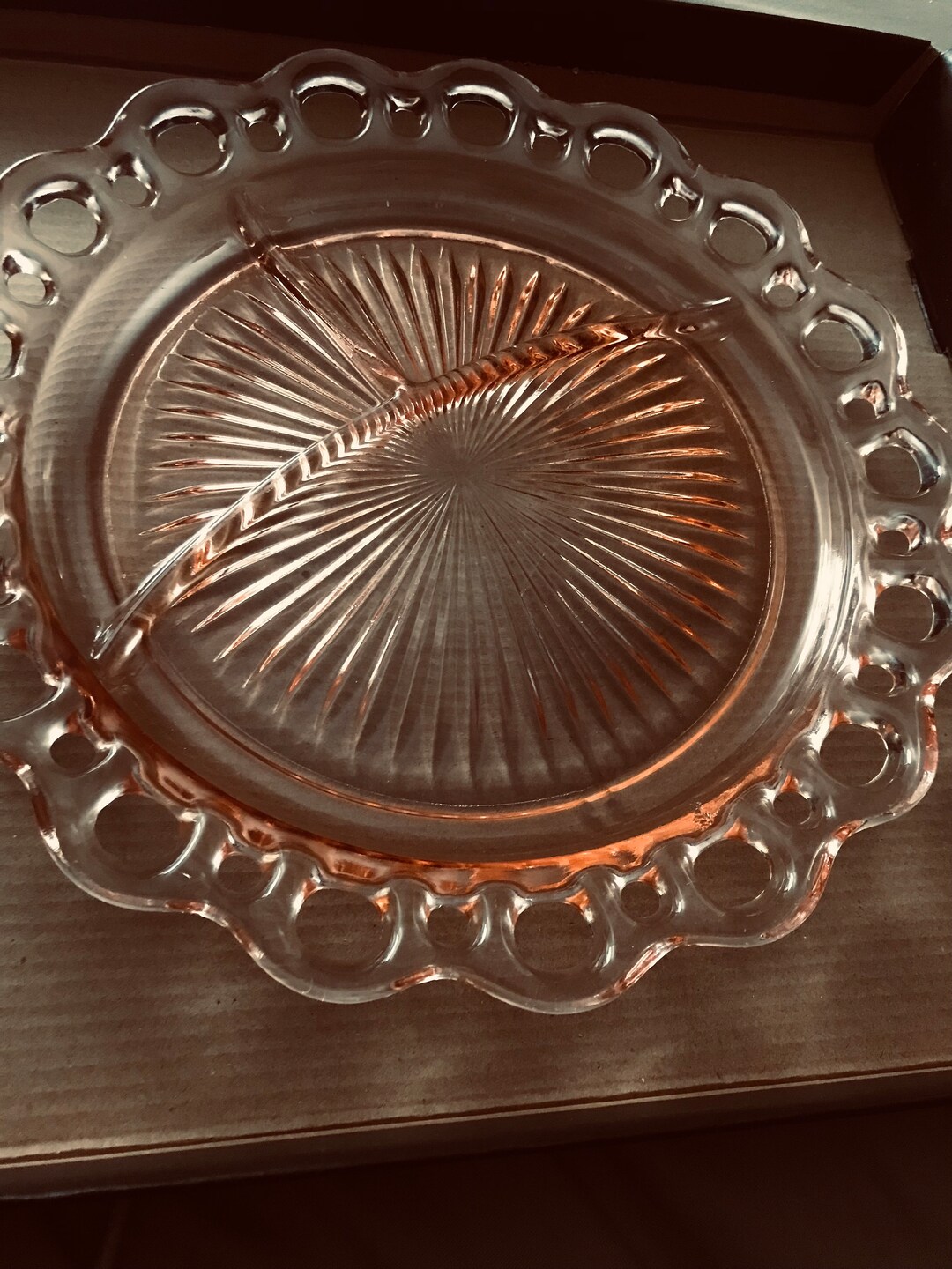 Anchor Hocking Pink Depression Lace Divided Relish Dish - Etsy