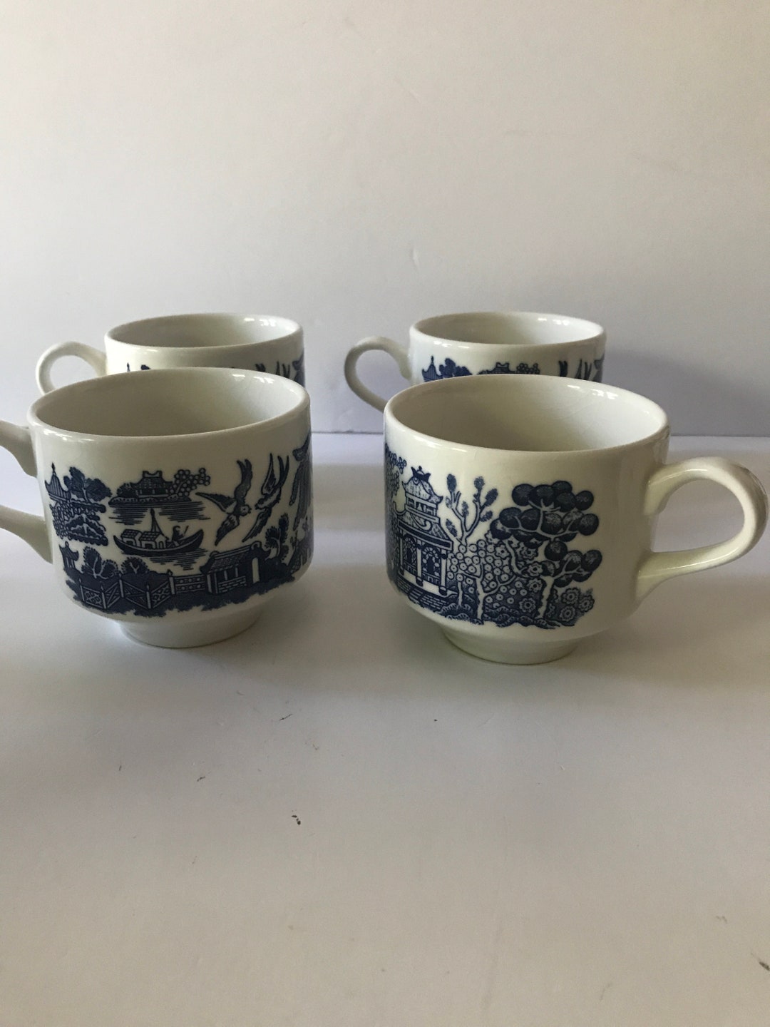 Churchill Blue Willow Tea Cups/set of Four England Tea/coffee Cups - Etsy
