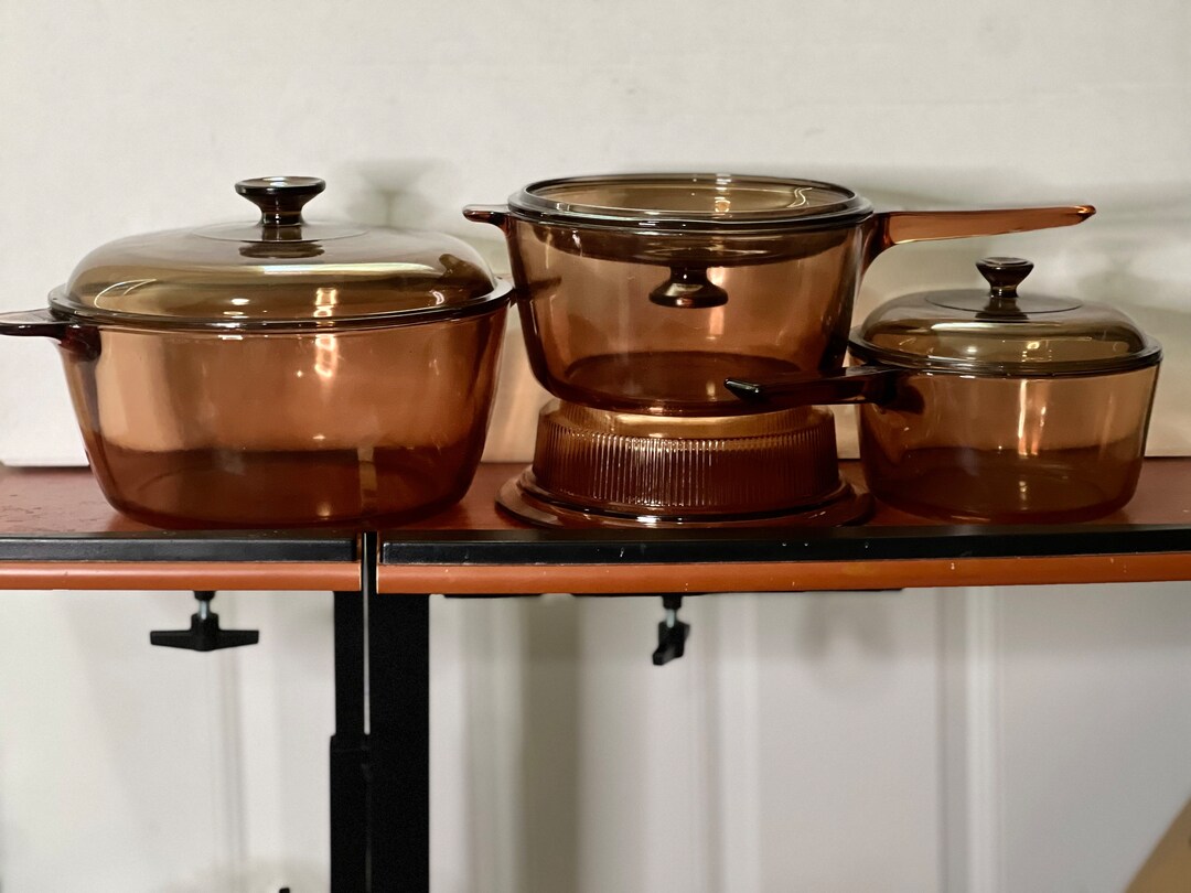 Corning USA Amber Glass Cookware, 4.5L, Large Roaster, Soup Pot ...