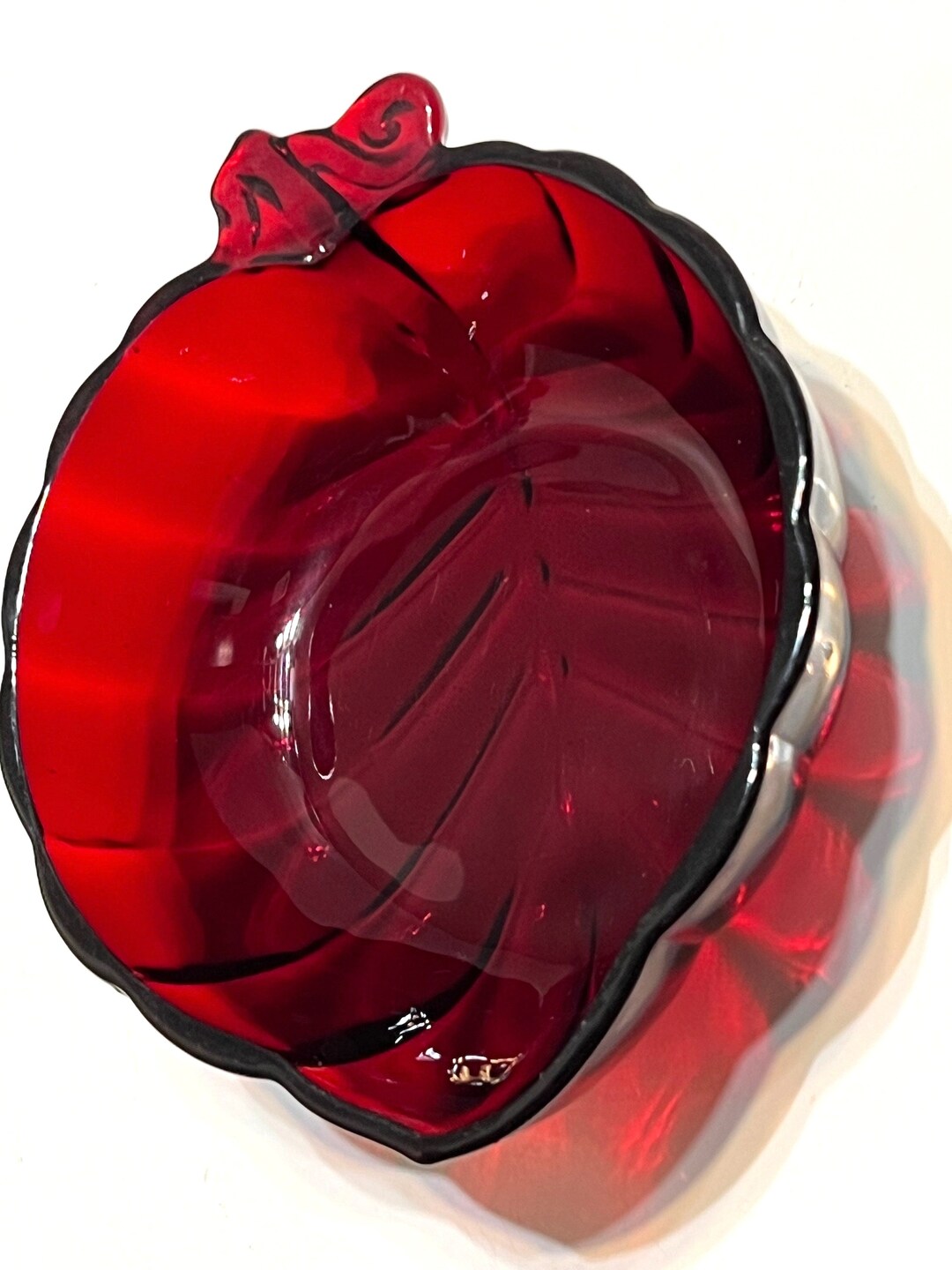 Ruby Red Dessert Bowl, Leaf Shape Ruby Red Bowl/anchor Hocking Ruby Red ...