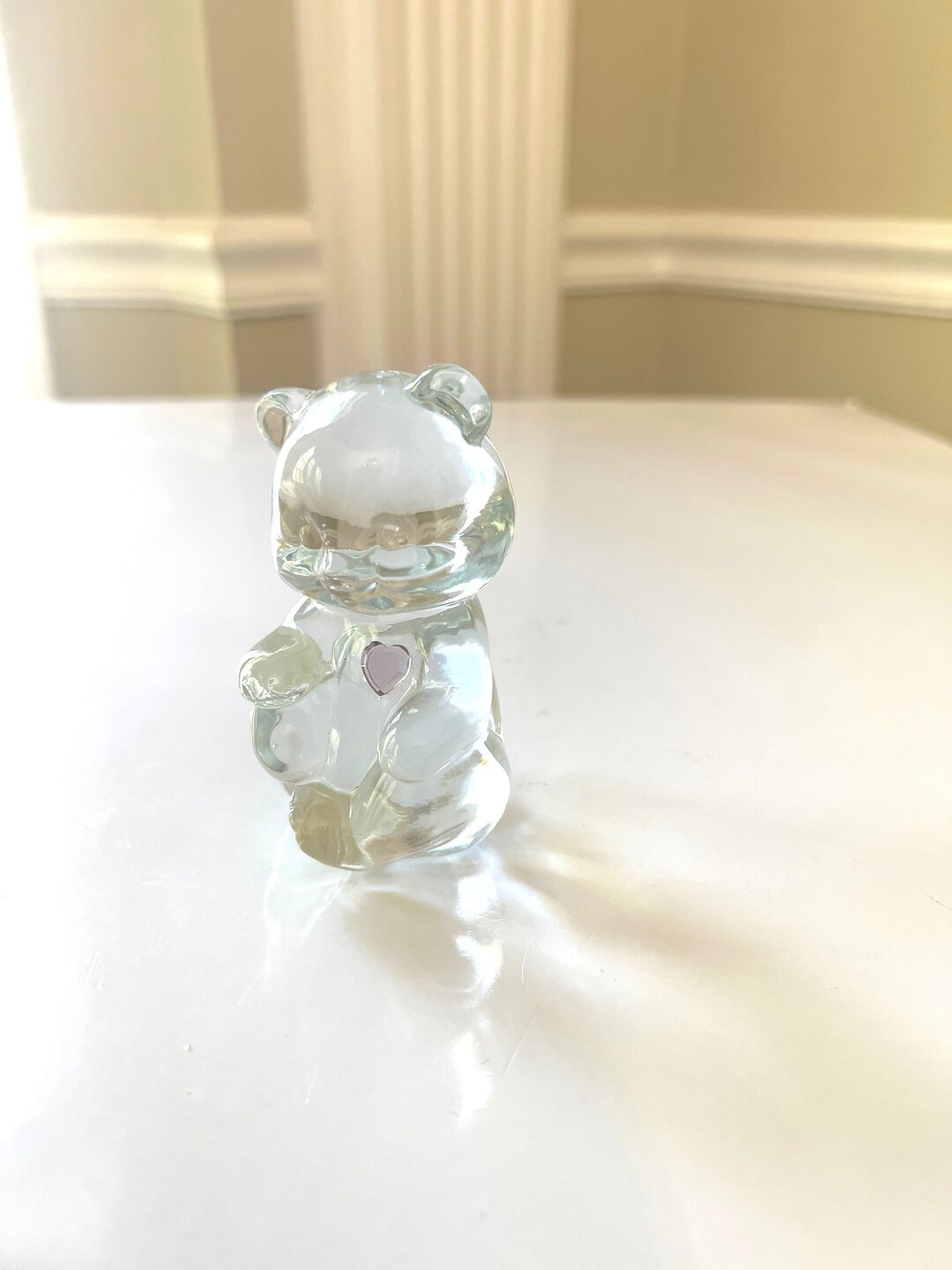 Fenton Clear February Bear, Glass Teddy Wearing Purple Heart - Etsy