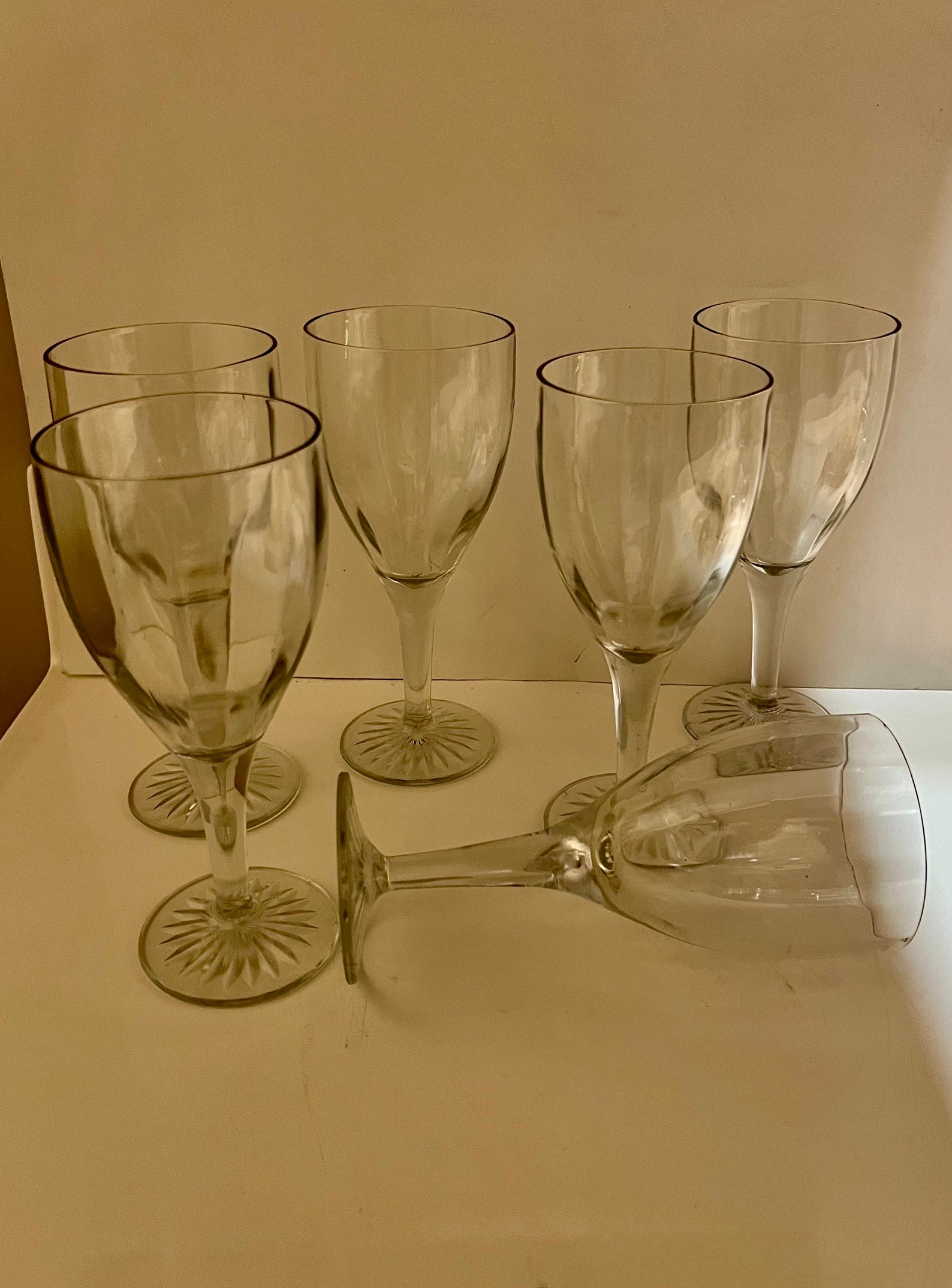 Vintage Clear Optic Wine Glass, Toasting Goblet, Unknown Manufacturer ...