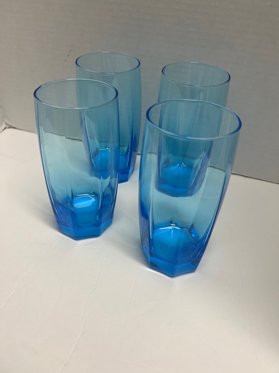 Cristar Sky Blue Octagon Tumbler, Set of Four Glasses, 16 Ounces ...