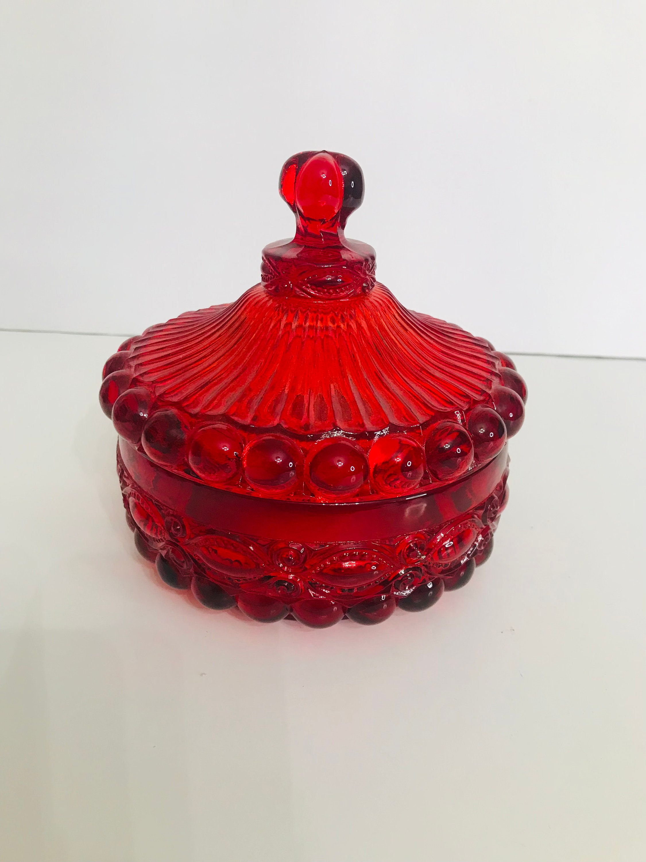 Mosser Eye Winker Covered Candy Dish and Spooner - Etsy