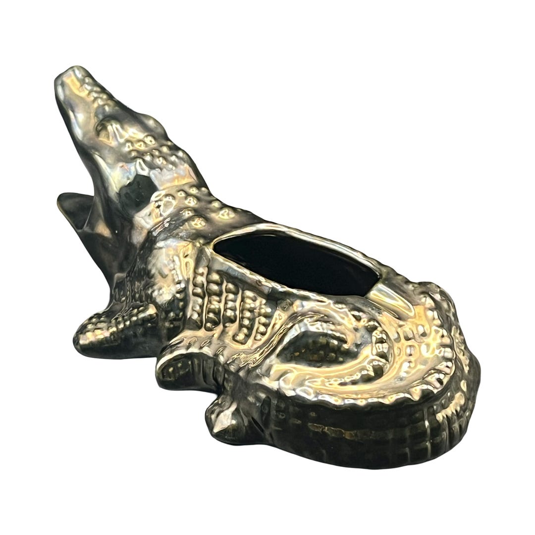Vintage Ceramic Alligator Ashtray: Gold Finish Man Cave Decor - Etsy