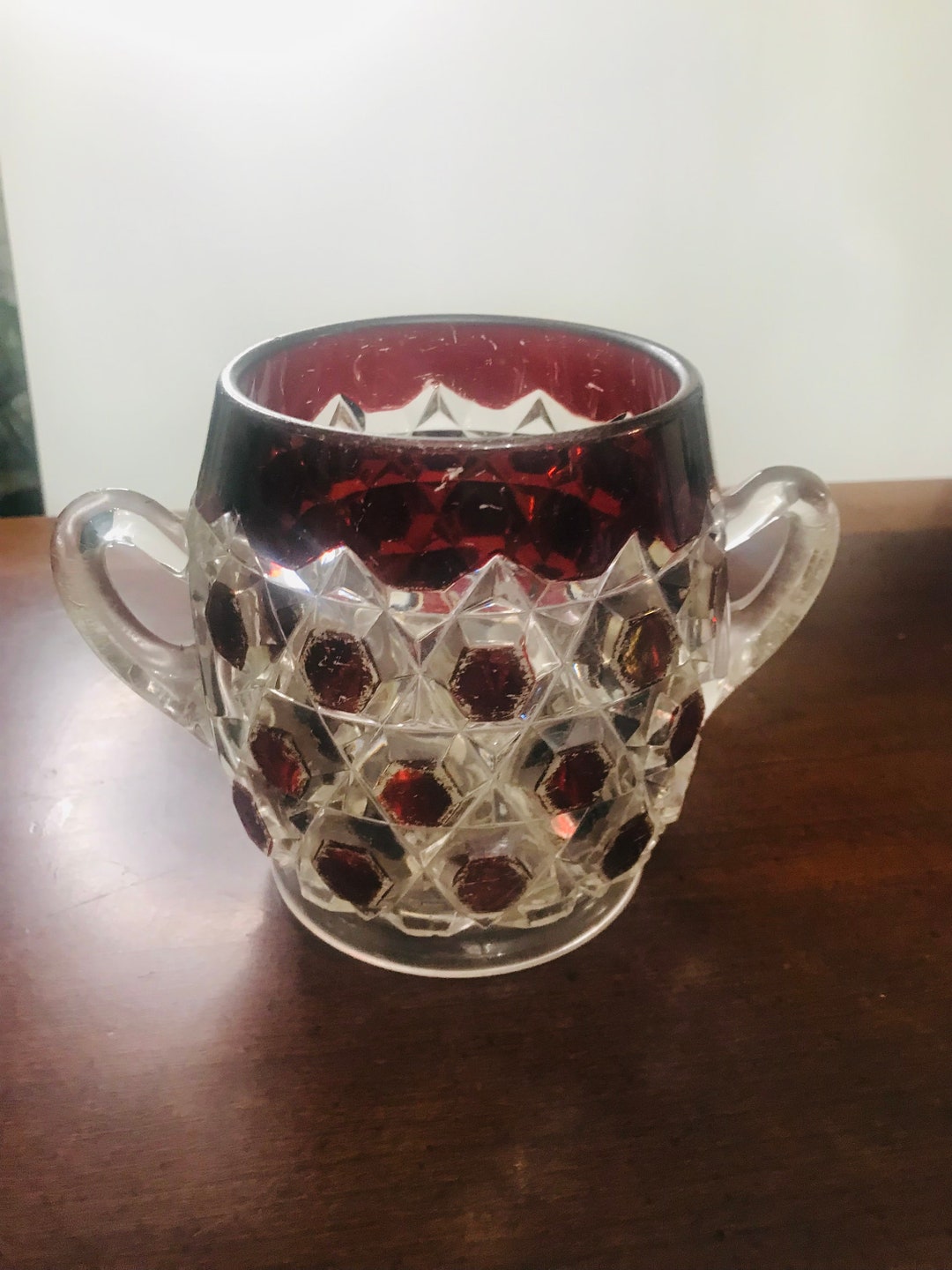 Antique U.S, Ruby Red Block Spooner, Spoon Holder, Buffet Silverware ...