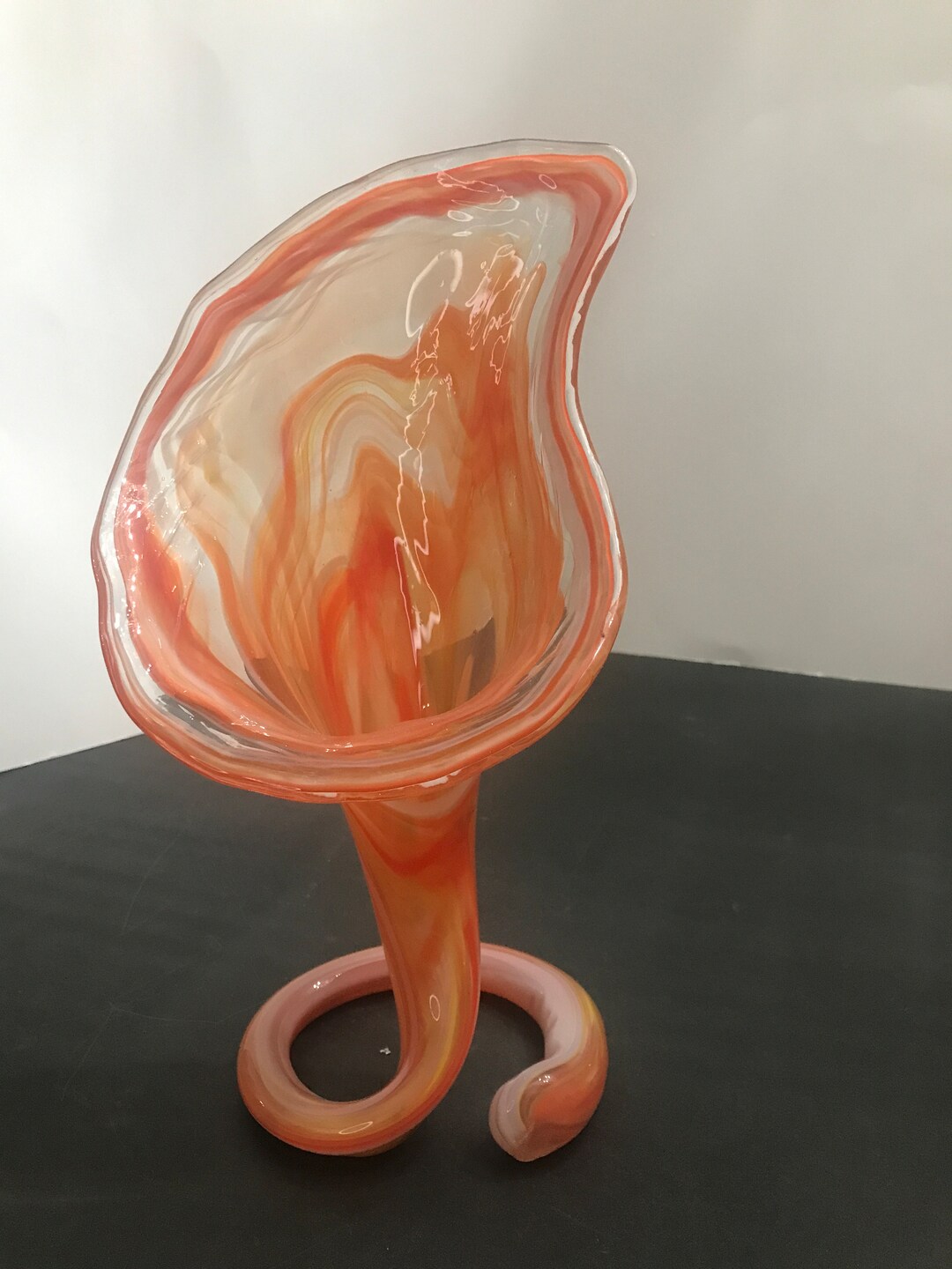 Vintage Sooner Glass, Jack-in-pulpit Orange Swirl Vase - Etsy