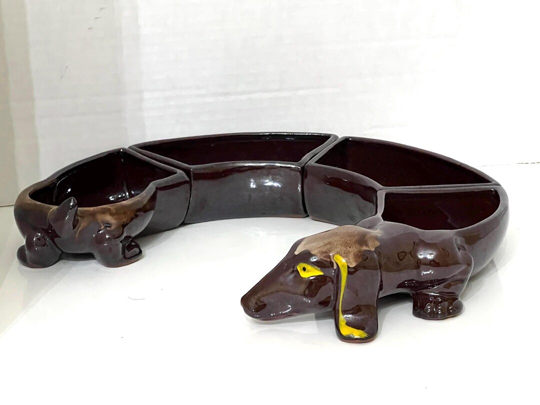 Vintage Artmark Dachshund Weiner Dog Relish Tray, Snack Tray, Condiment ...