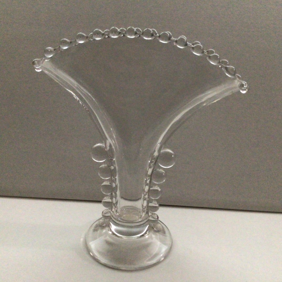 Vintage Imperial Glass Clear Fan Vase Candlewick 8 1/2 Jarrón con ...