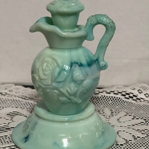Vintage Avon Green Pitcher and Bowl Set, Bathroom Vanity Jar, Dresser ...
