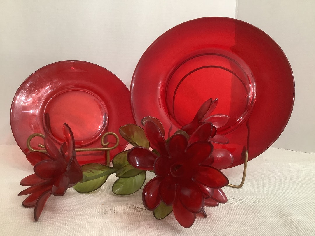Vintage Viking Ruby Red Glass Plates: Dinner & Luncheon Set - Etsy