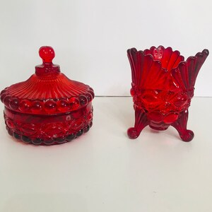 Mosser Eye Winker Covered Candy Dish, and Spooner - Etsy