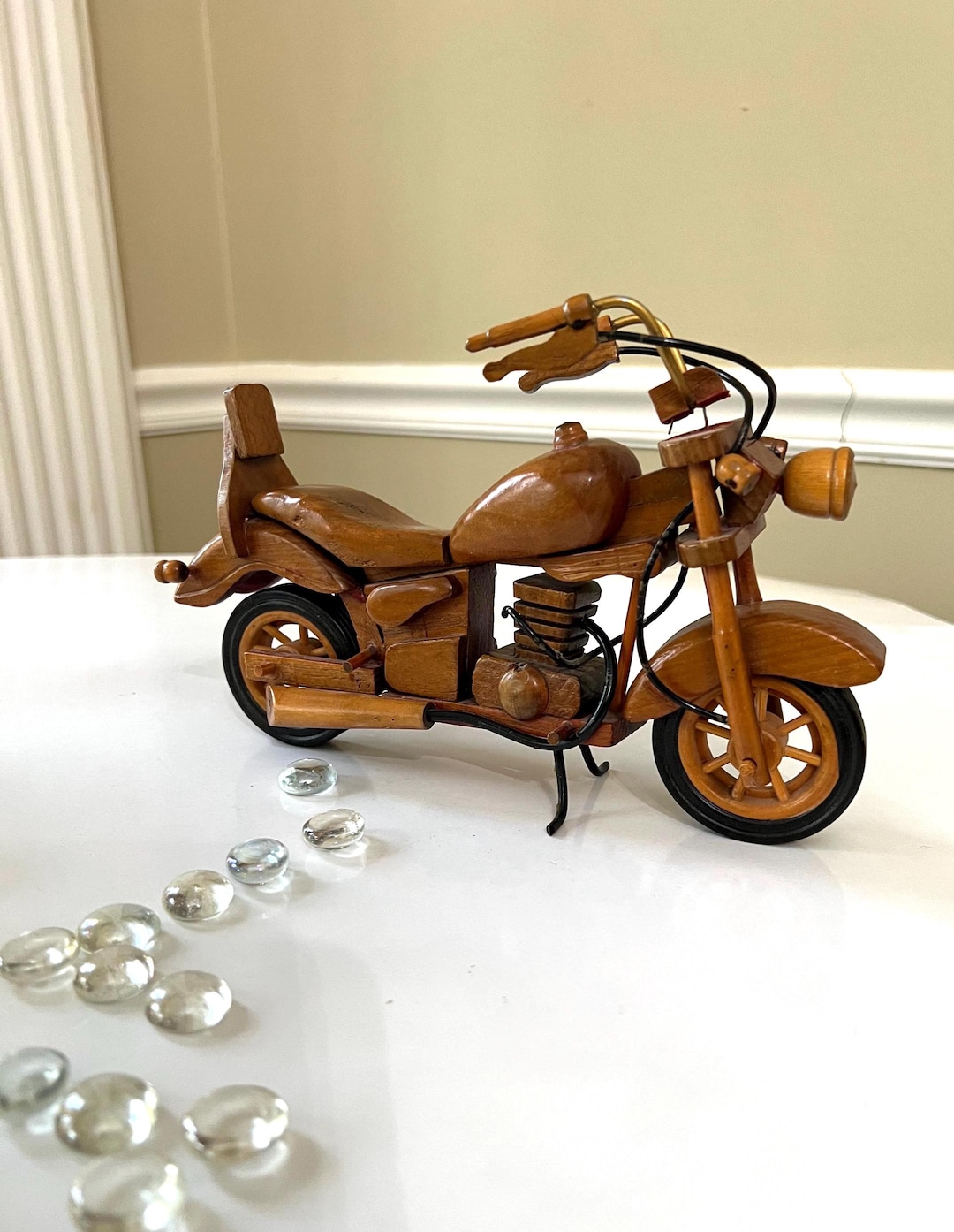 Wooden Harley Davidson Desk Model Motorcycle Bike Wood Handmade Display ...